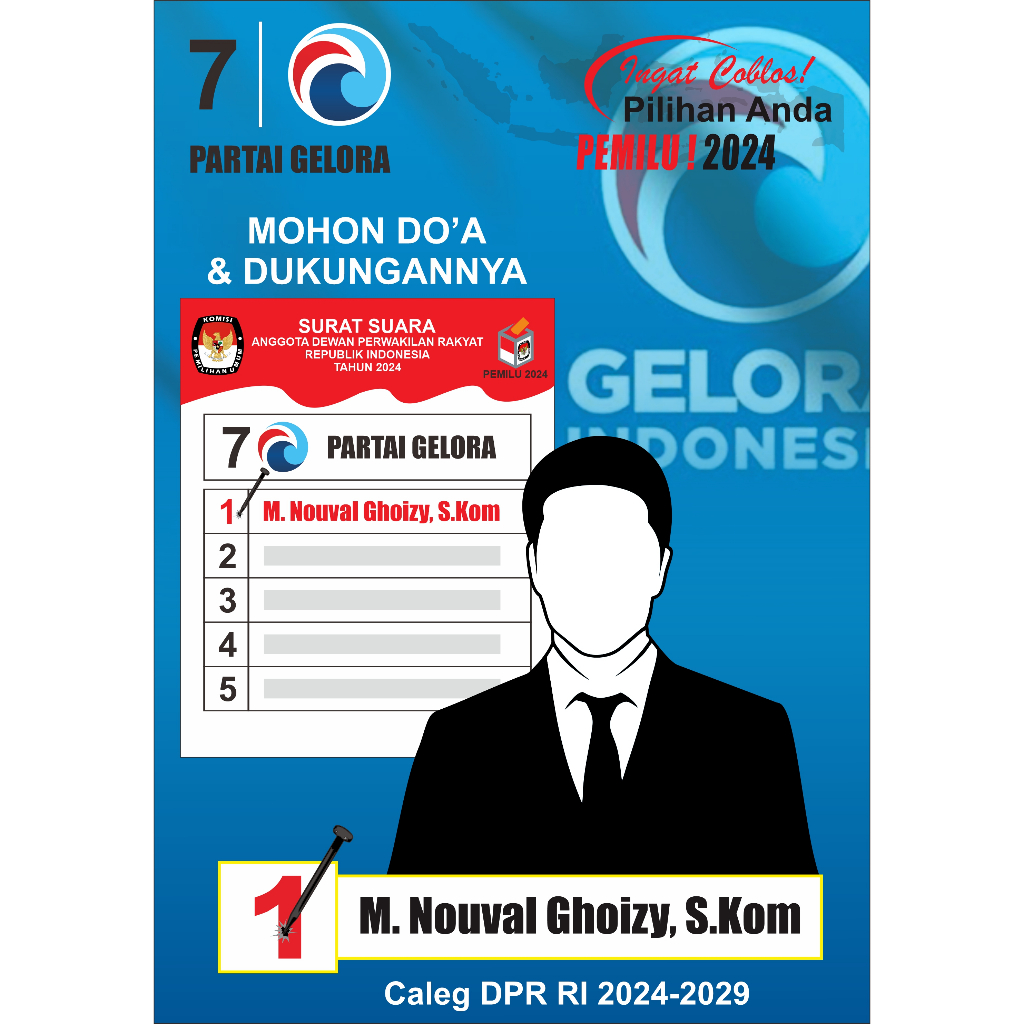 Jual Stiker Caleg 2024 Murah Meriah Free Desain Ukuran 10 x 15 CM ...