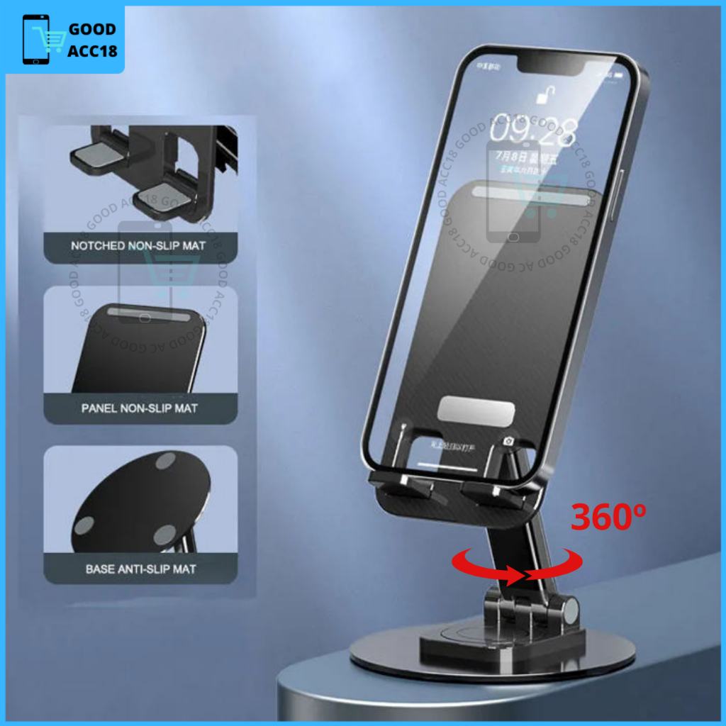 Jual Phone Holder Stand HP Tablet Meja Adjustable Plastic Dapat Mutar ...