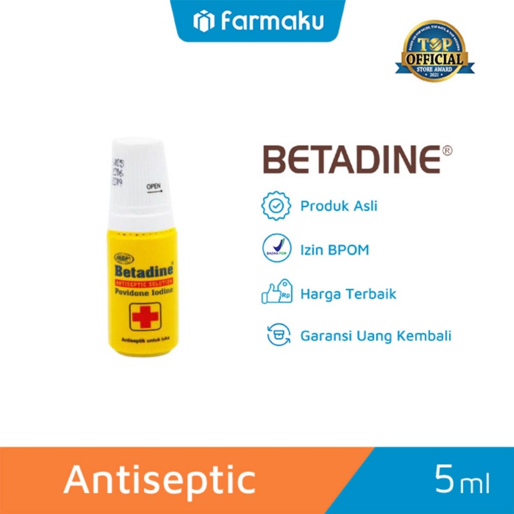 Jual Betadine Antiseptic Solution 5 ml - Obat Luka untuk Cegah Infeksi | Shopee Indonesia