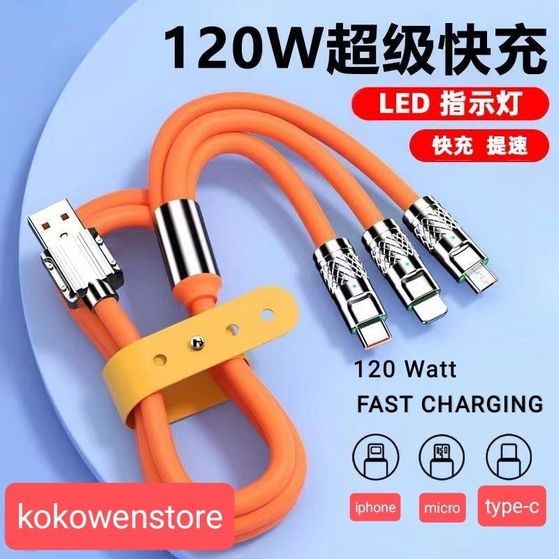 Jual [3 in 1] Kabel data casan charger fast charging kepala besi ...
