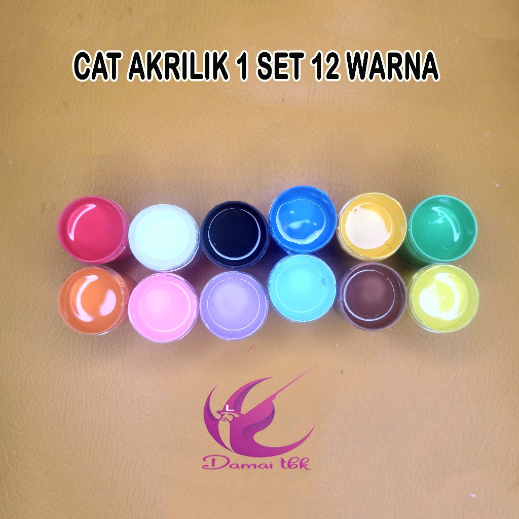 Jual Cat Lukis Akrilik 20ml x 12 Warna / Cat Akrilik 1 Set 12 Warna ...