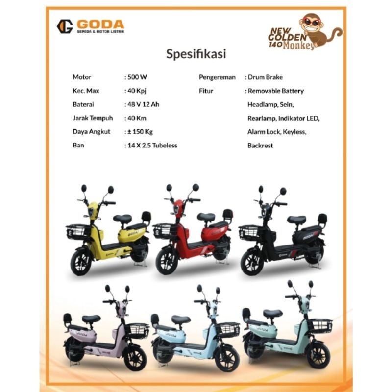 Jual goda 140 new s sepeda listrik goda | Shopee Indonesia