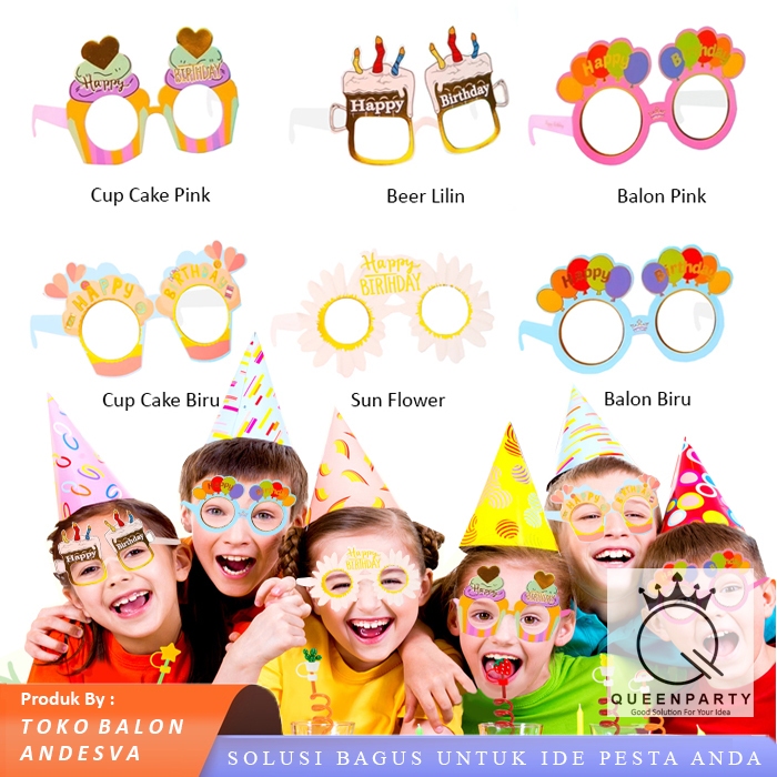 Jual Kacamata HBD Kertas / Kacamata Kertas Ulang tahun Seru / Kacamata ...