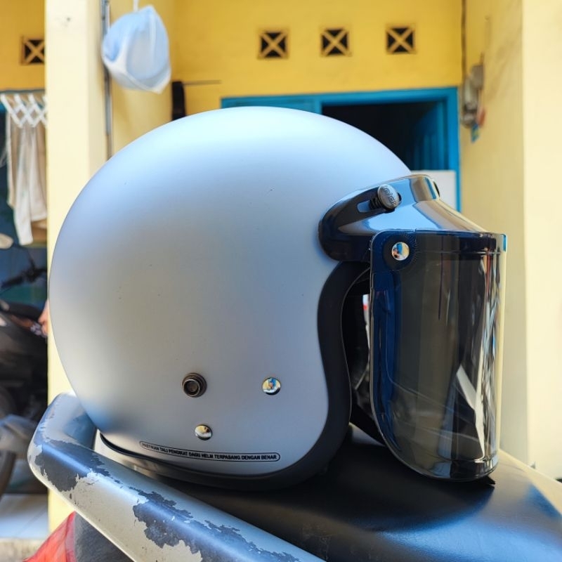 Jual HELM BOGO CARGLOS DEWASA RETRO PRIA WANITA FULL LEHER SNI HITAM ...