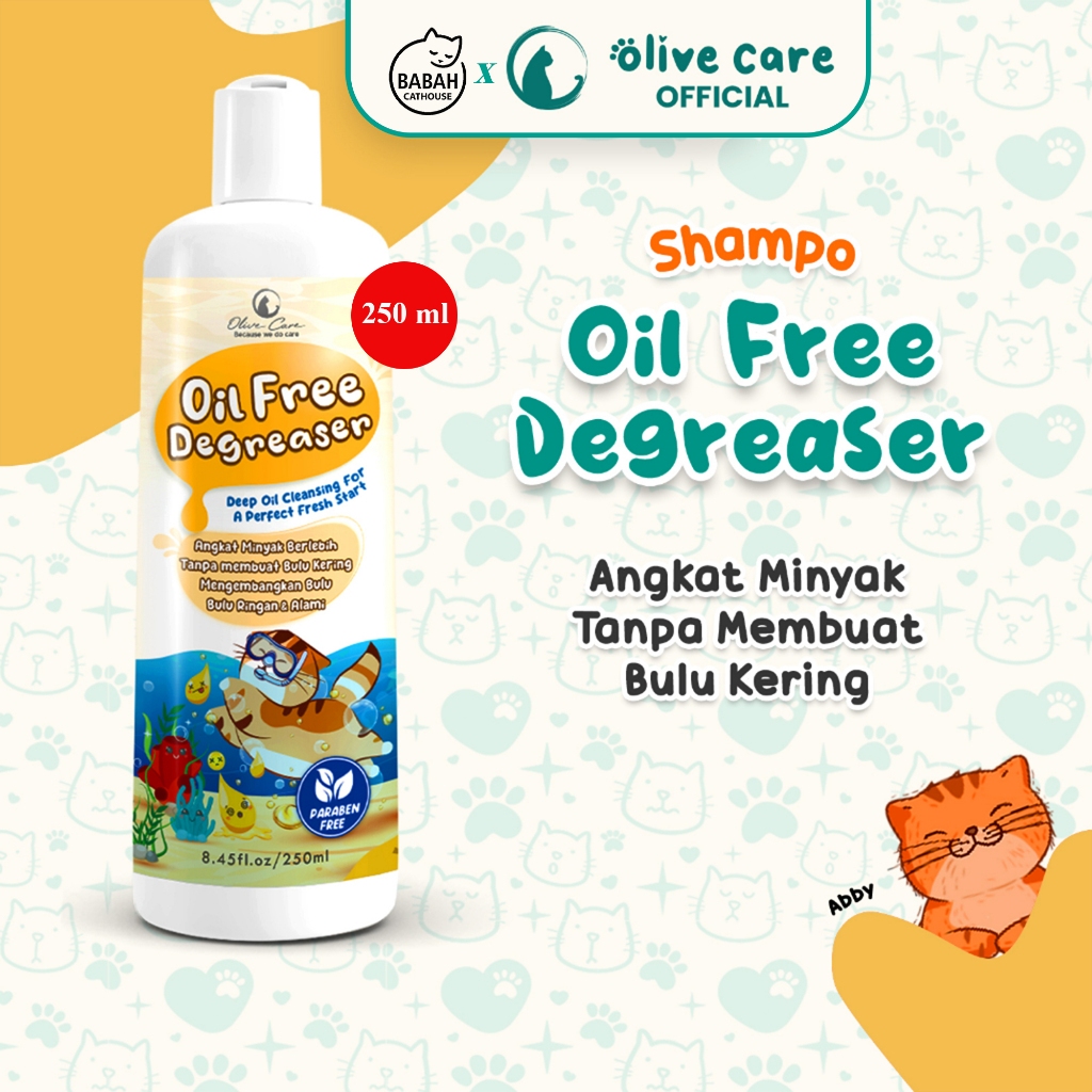Jual Olive Care Shampo 250 ml Kucing Oil Free DEGREASER untuk Anti Rontok Bulu Berminyak Kotor ...