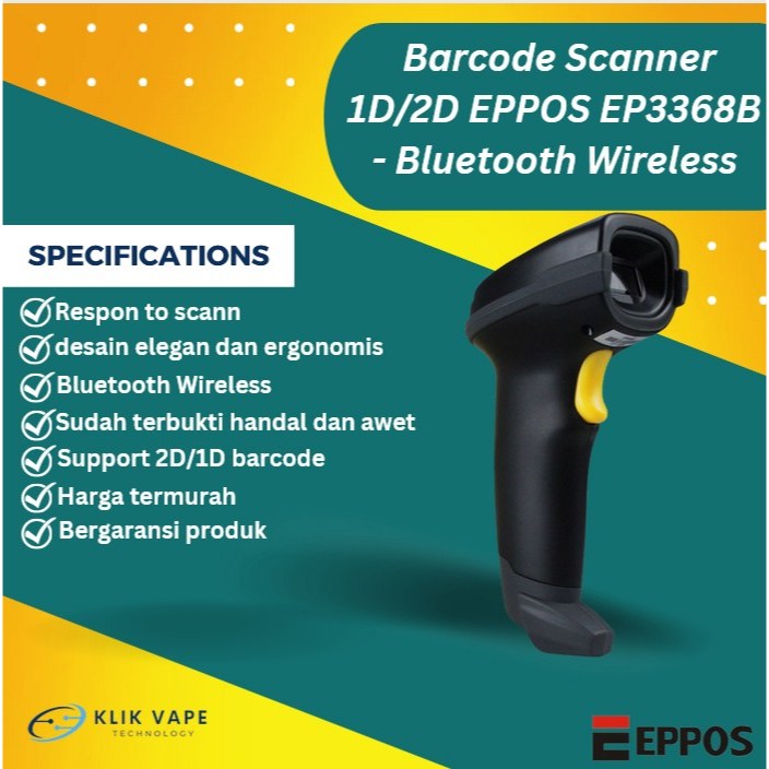 Jual Barcode Scanner 1D/2D EPPOS EP3368B - Bluetooth Wireless | Shopee Indonesia