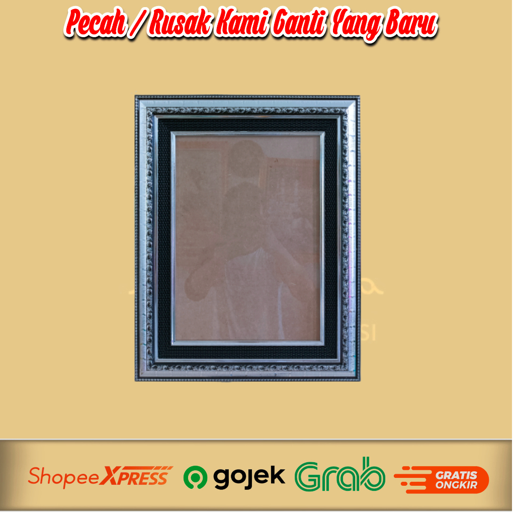 Jual Bingkai Foto / Bingkai Sertifikat Bingkai Corak Silver Double ...