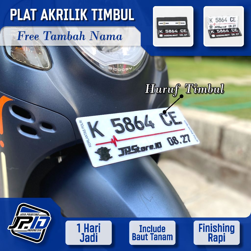 Jual Plat Nomor Motor Akrilik Timbul Font Balok - JPID | Shopee Indonesia