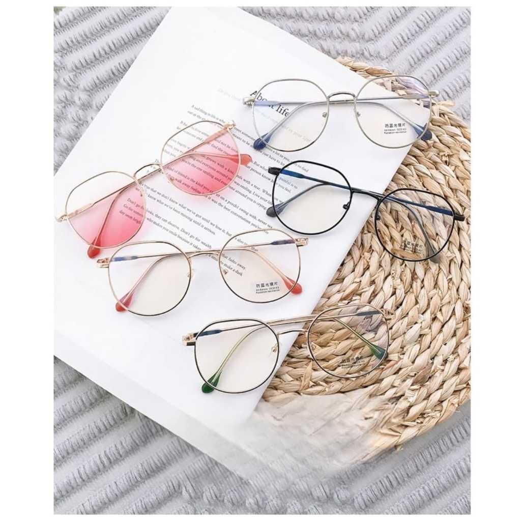 Jual WD Kacamata Hitam Anti Blue Light Anti Radiasi Blue Ray Gaya Korea Bahan Metal Bentuk Bulat ...