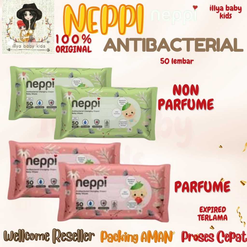 Jual Neppi Baby Wipes Antibacterial Changing Diaper Tissue Basah 50s ...