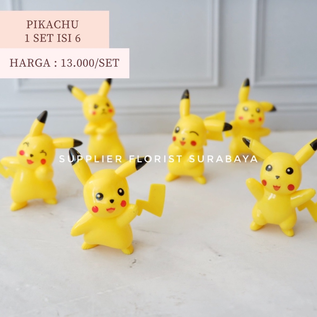 Jual [1 SET ISI 6] MINIATUR KUE TART PIKACHU KUNING BAHAN PLASTIK ...