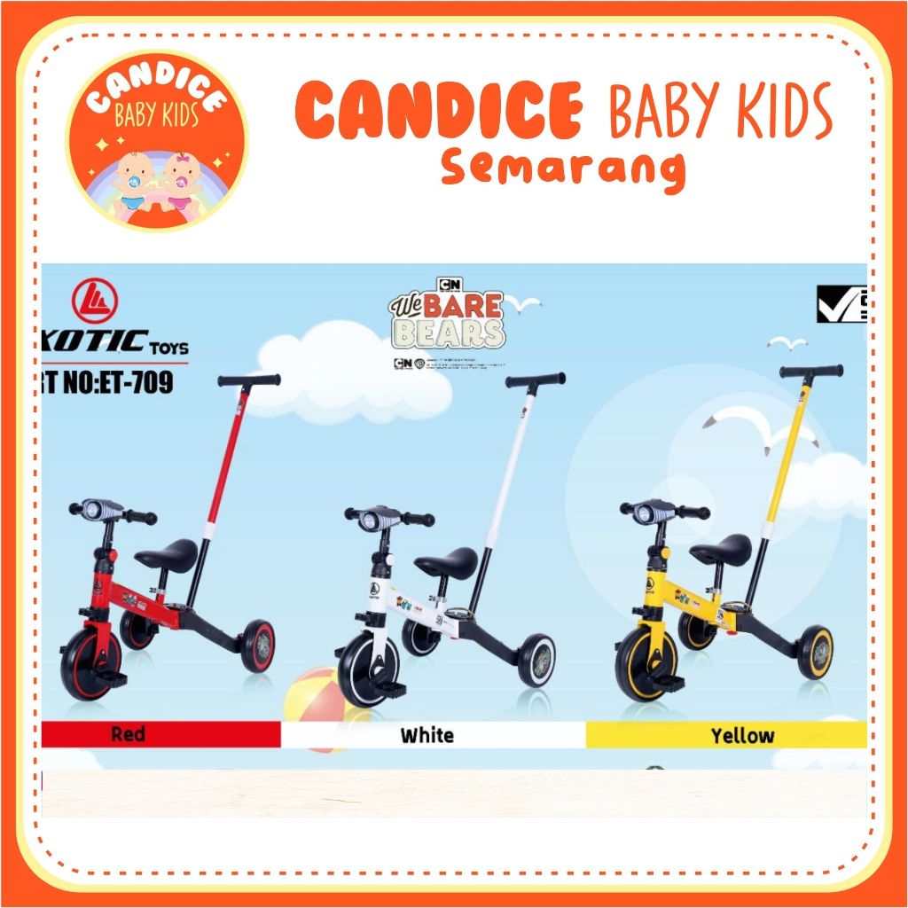 Jual SEPEDA ANAK RODA TIGA DENGAN DORONGAN 4 IN 1 EXOTIC ET 709 ...