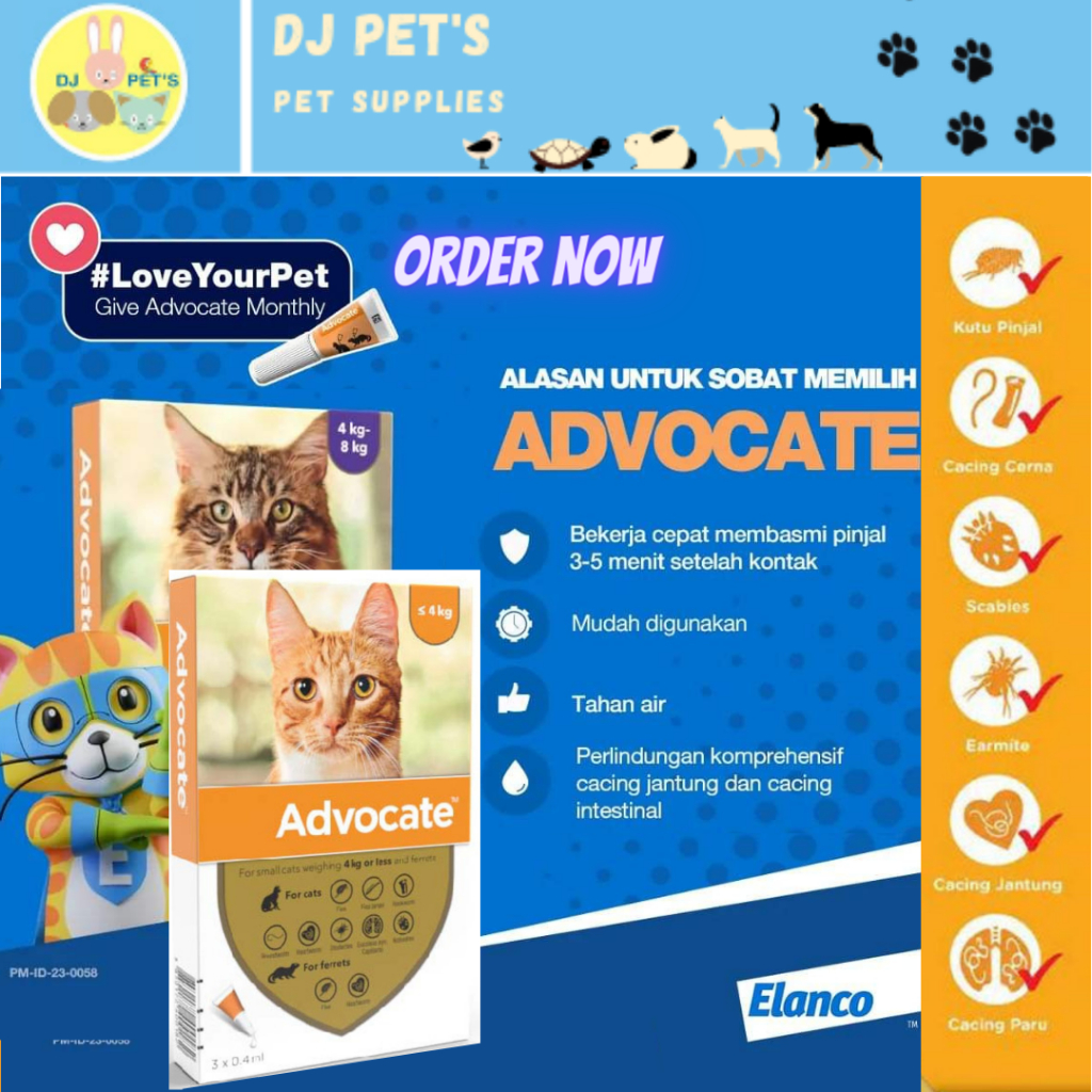 Jual Advocate Cat 1 Tube Obat kutu cacing dan pinjal kucing spot on | Shopee Indonesia