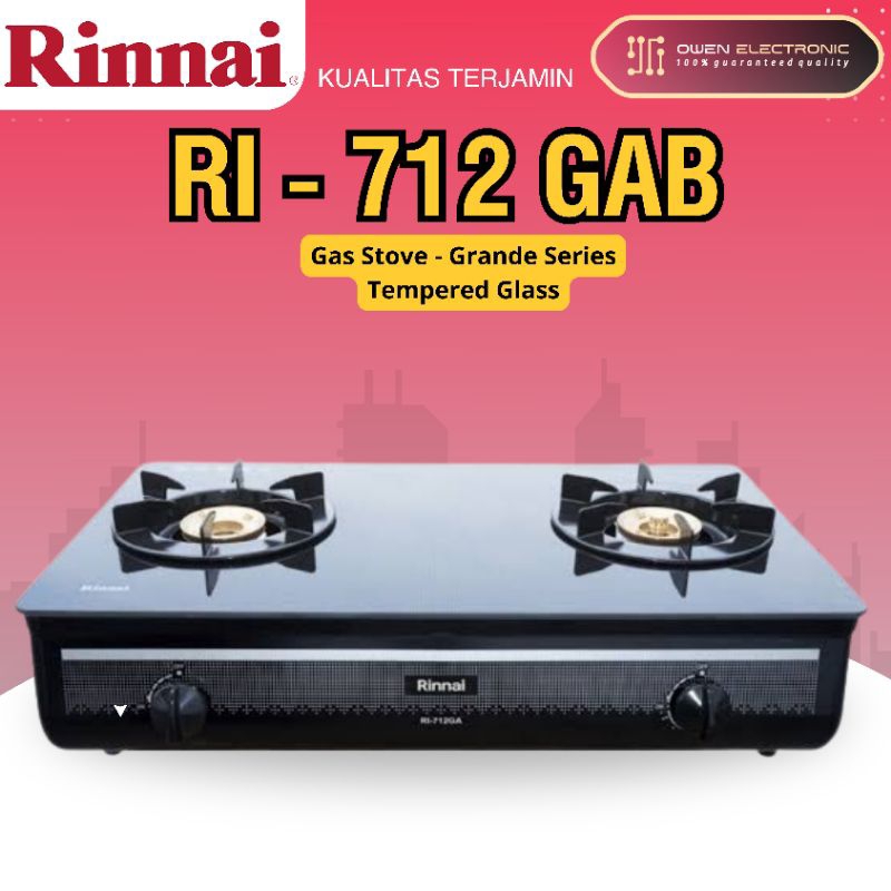 Jual Rinnai RI 712 GAB kompor gas 2 tungku kaca api lilin stove RI712GA Tempered Glass RI 712 GA ...