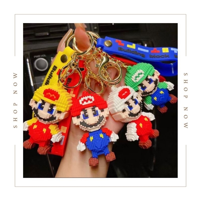 Jual gantungan kunci balok mario bross / gantungan kunci karakter mario ...