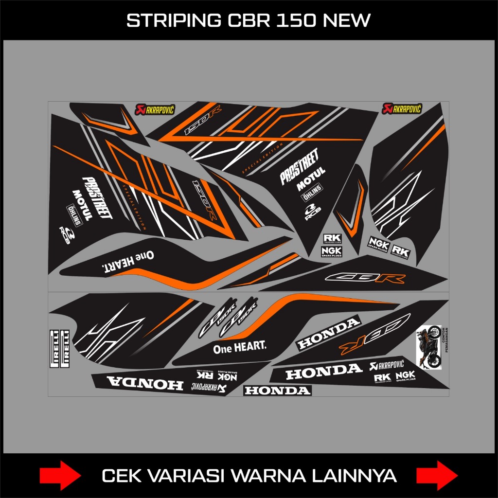Jual Striping Stiker Motor CBR 150 New Cyber City / Honda CBR K45R Desain Custom Decal SemiFull ...