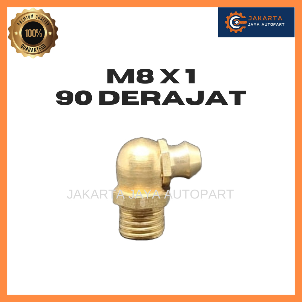 Jual NEPEL GREASE 8MM M8*1 90° / NIPPLE GREASE / NEPEL GEMUK KUNINGAN ...