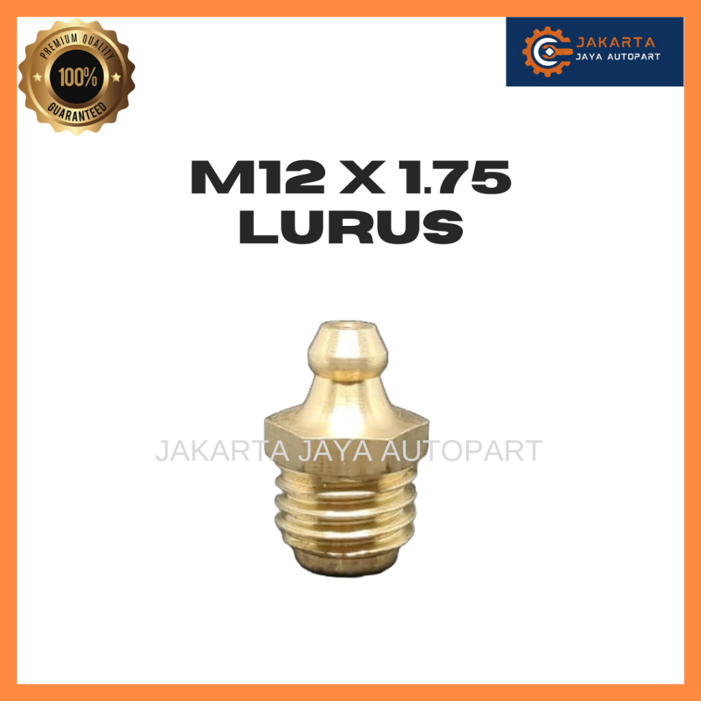 Jual NEPEL GREASE 12MM M12*1.75 LURUS/ NIPPLE GREASE /NEPEL GEMUK KUNINGAN | Shopee Indonesia