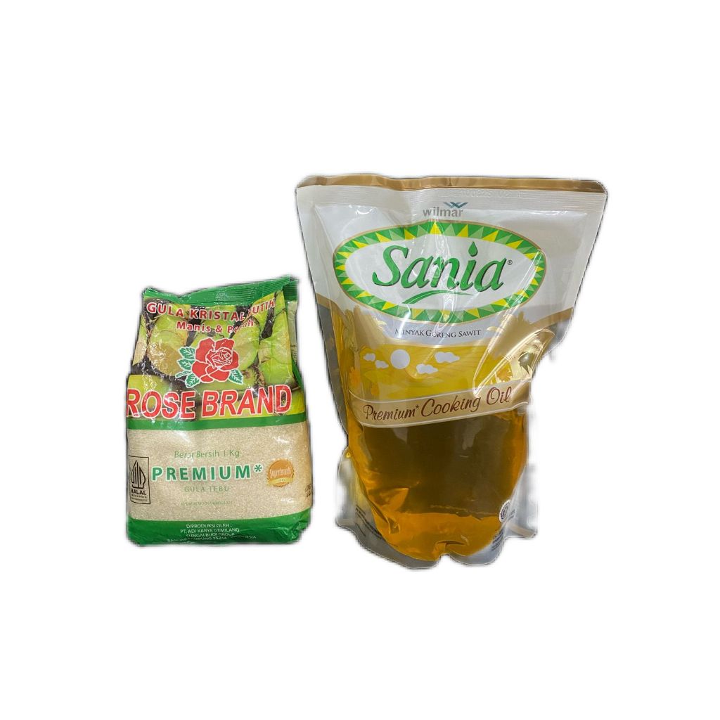 Jual paket sembako (Minyak Goreng Sania 2L & gula rose brand 1 Kg ...
