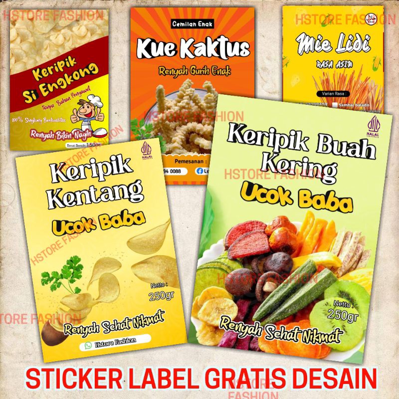 Jual Sticker Label custom Produk Cemilan Stiker Label Makanan Murah ...