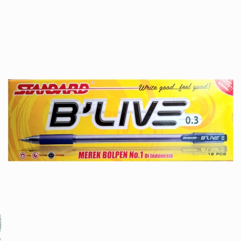 Jual Ballpoint Standar B'LIVE 0.3 1pak isi 12 pcs | Shopee Indonesia