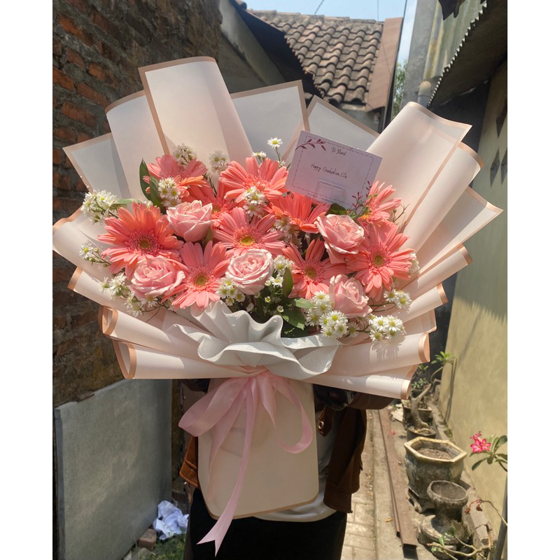 Jual buket bunga mawar segar / buket garbera / frash rose bouquet ...