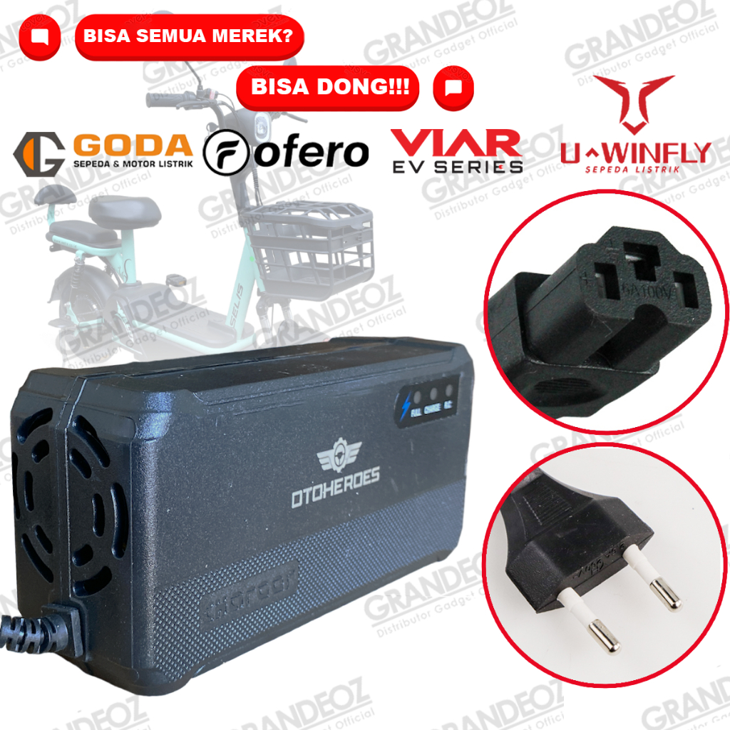 Jual OTOHEROES Smart Charger Adaptor Cas Sepeda / Motor Listrik 48V ...