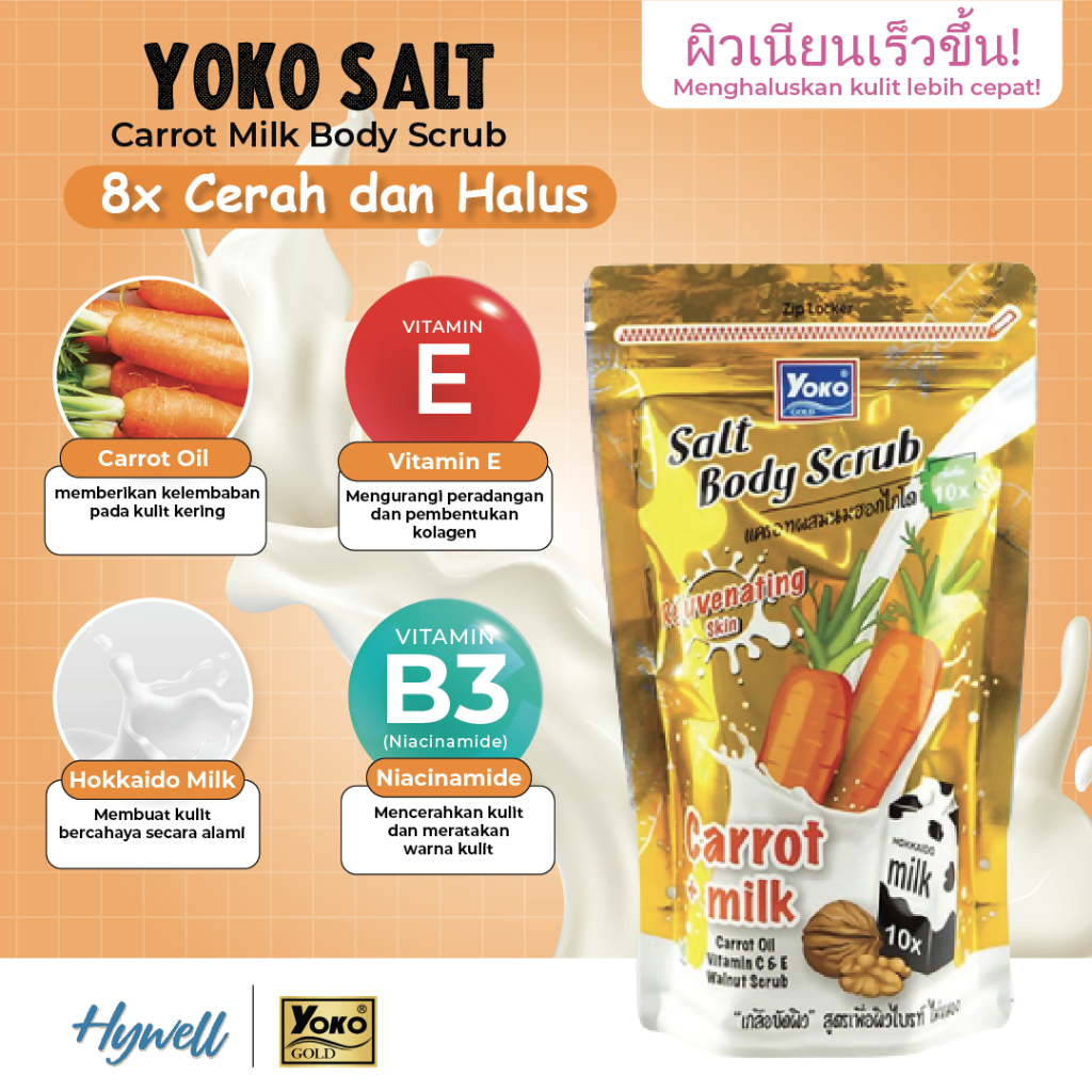 Jual Yoko Gold Salt Body Scrub Carrot Milk 350Gr | Lulur Garam Wortel ...
