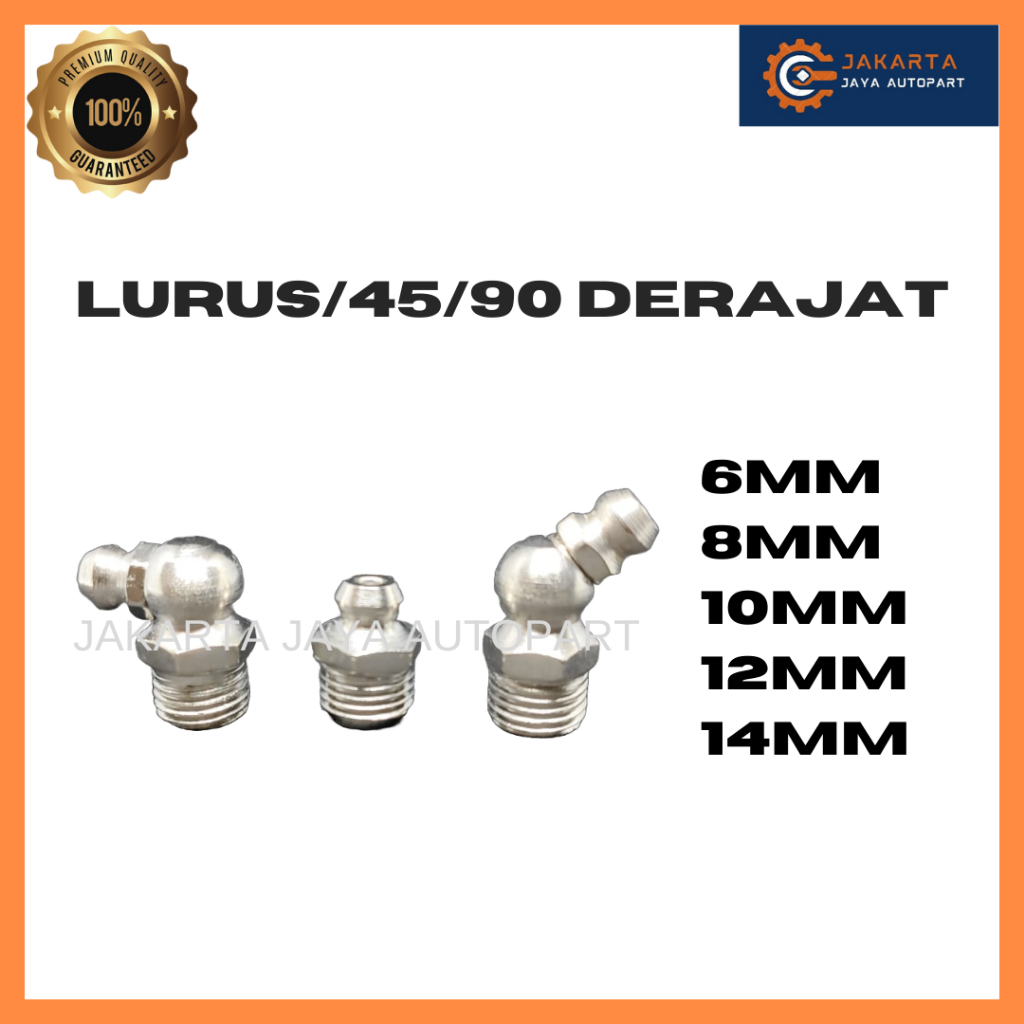 Jual NIPPLE GREASE STEEL CRHOME 6MM 8MM 10MM 12MM NEPEL LURUS/45°/90 ...