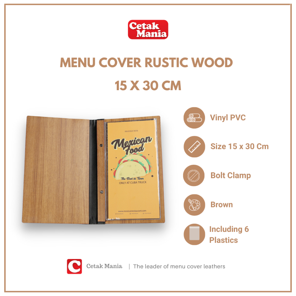 Jual BUKU MENU KAYU / VINYL ISI PLASTIK A4 & 15X30 MEWAH ELEGAN - CAFE ...