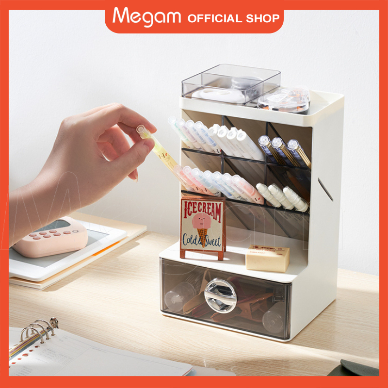 Jual Megam Rak Laci Meja Akrilik Organizer Tempat Penyimpanan Pulpen ...