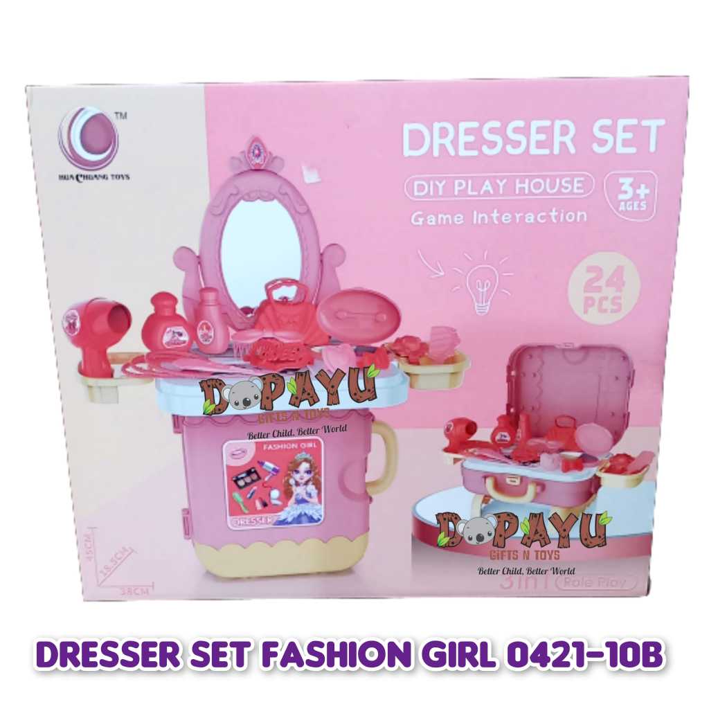 Jual Mainan Meja Rias Anak Koper Dresser Set FASHION GIRL 0421-10B ...