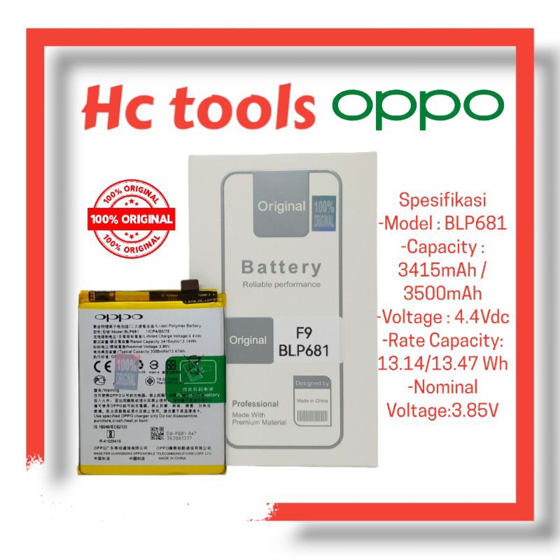 Jual Baterai Battery Batre BLP681 Op F9/F9 PRO/R17/Realme 2 Pro ...