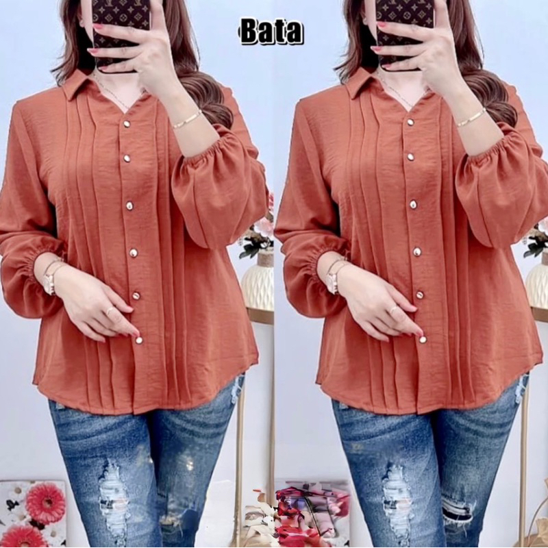 Jual BLOUSE WANITA LENGAN BALON PREMIUM / KEMEJA CEWEK POLOS TERBARU ...