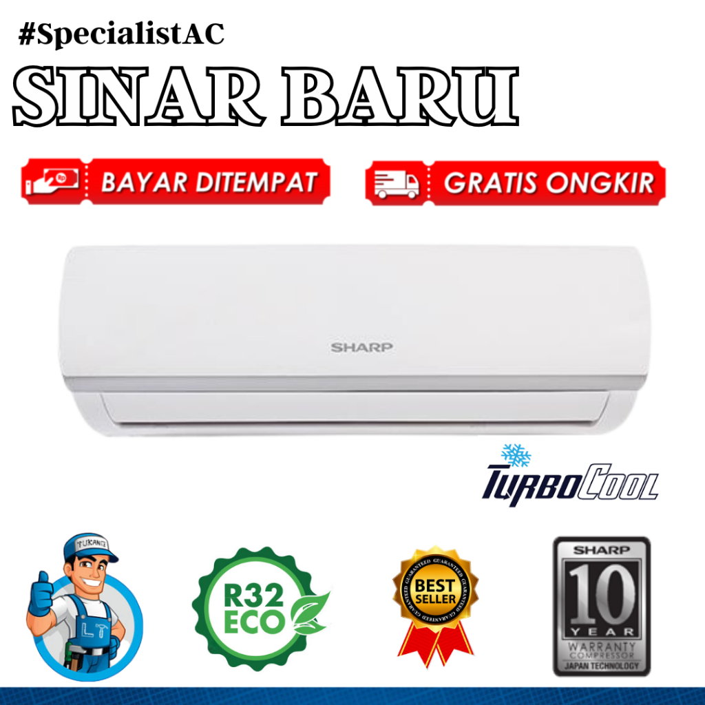 Jual AC SHARP 1/2 PK - AHA05ZCY - TURBO COOL + PASANGP [ PAKET PIPA 5 ...
