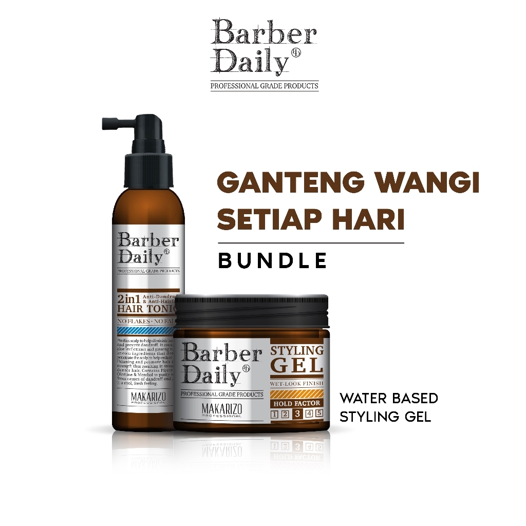 Jual Makarizo Professional Barber Daily Wet Look - Paket Styling Gel ...