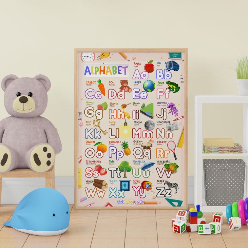 Jual Poster Edukasi Belajar Anak wipe clean GRATIS SPIDOL/ poster baca ...
