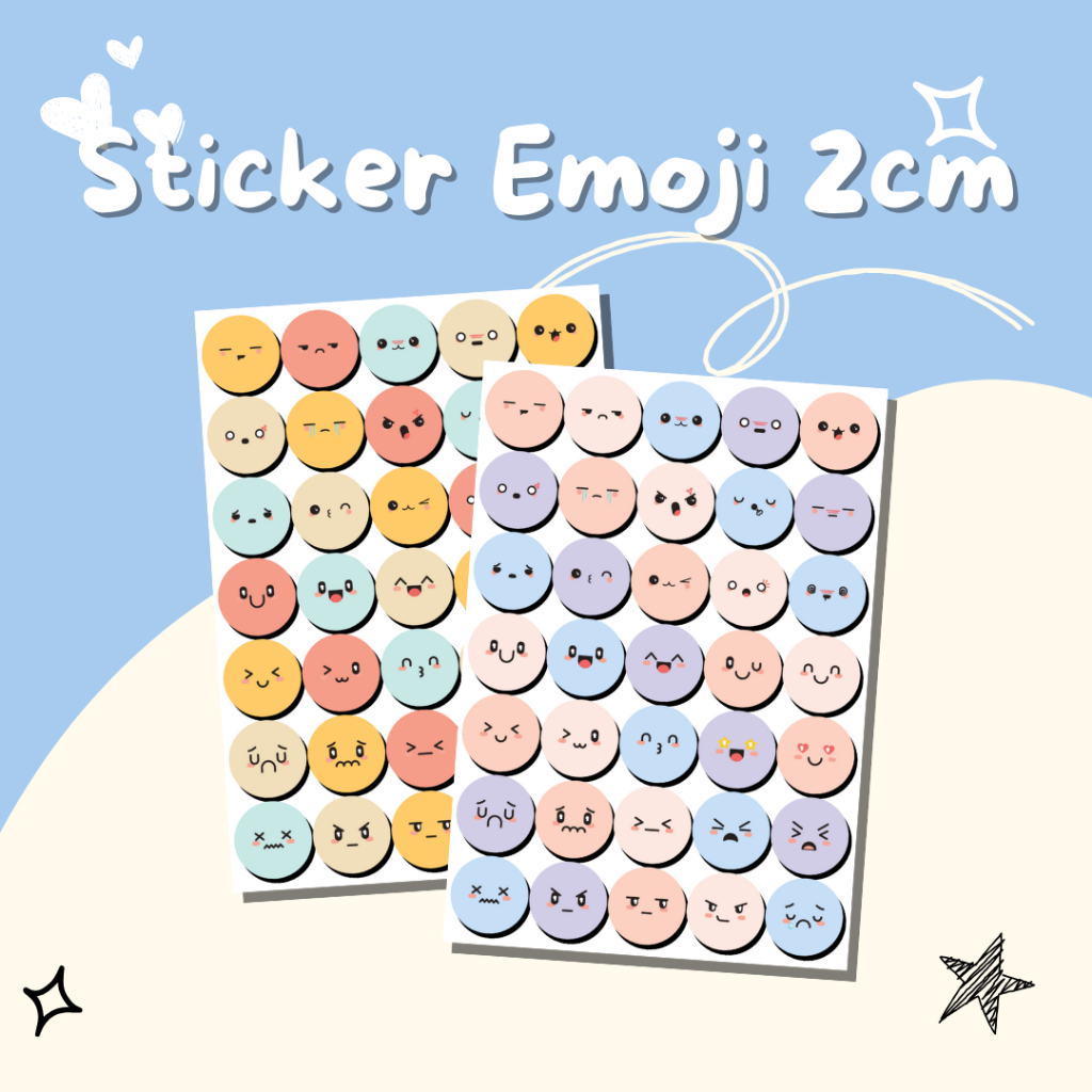 Jual Sticker stiker EMOJI 2cm bulat warna warni / Sticker basic small ...
