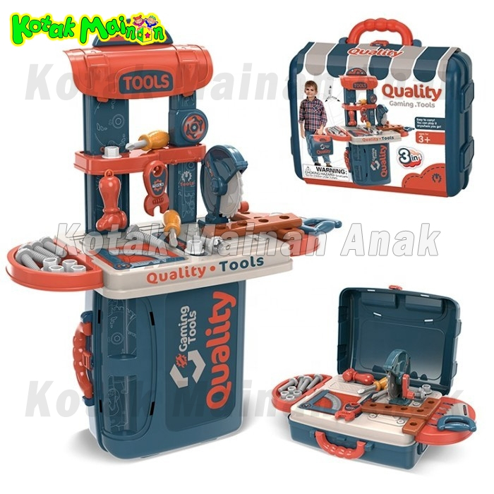 Jual Mainan Anak Laki Workbench Quality Tool Kit Play set 3 in 1 ...