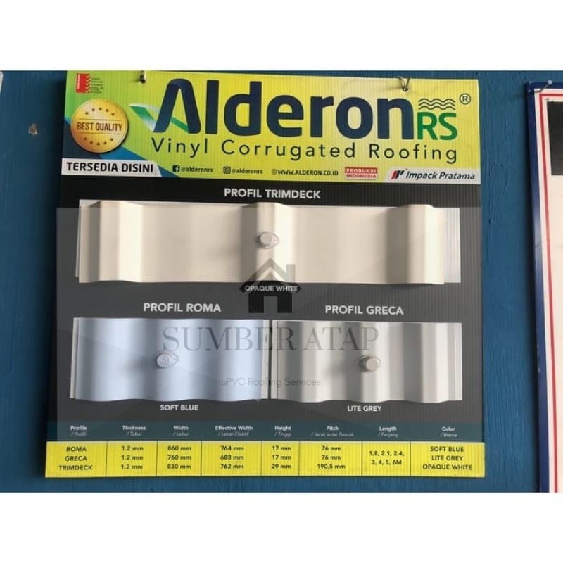Jual Atap uPVC Alderon RS Single Layer Ekonomis dan Bergaransi 5 tahun ...