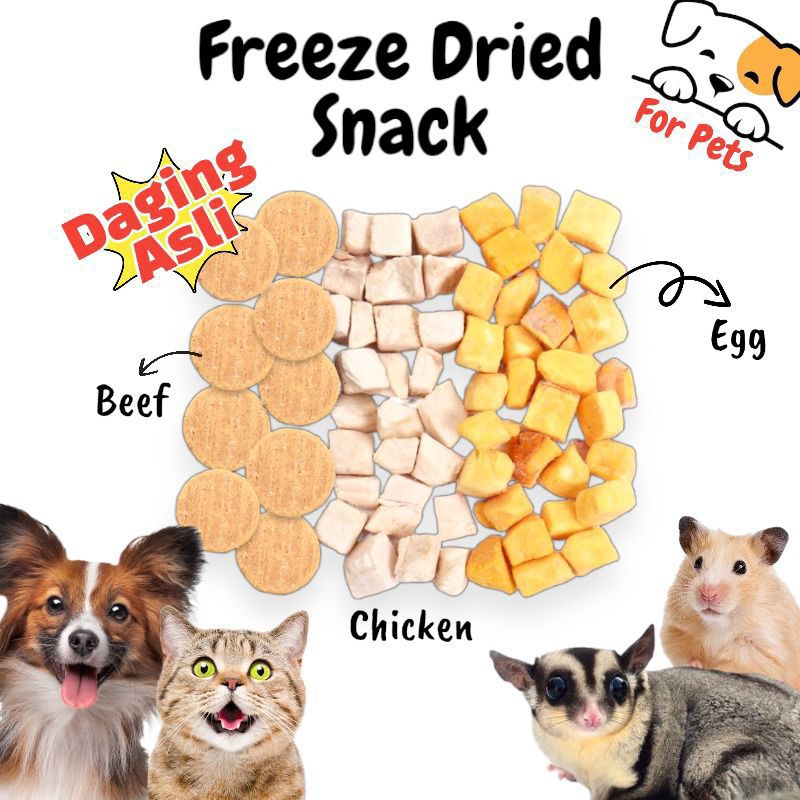 Jual PET FREEZE DRIED SNACK DAGING KERING SUGAR GLIDER HAMSTER KUCING ...
