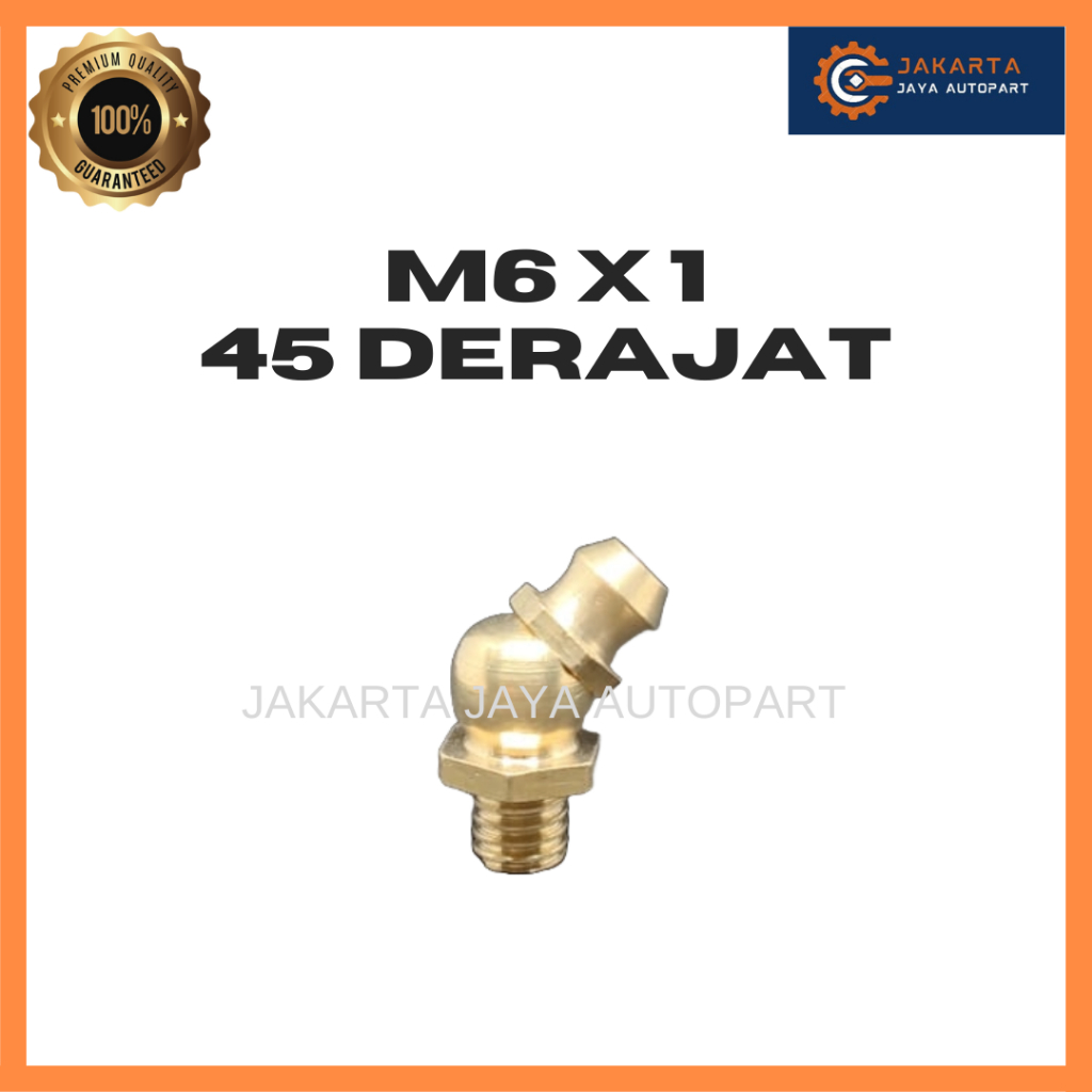 Jual NEPEL GREASE 6MM M6*1 45° / NIPPLE GREASE / NEPEL GEMUK KUNINGAN ...