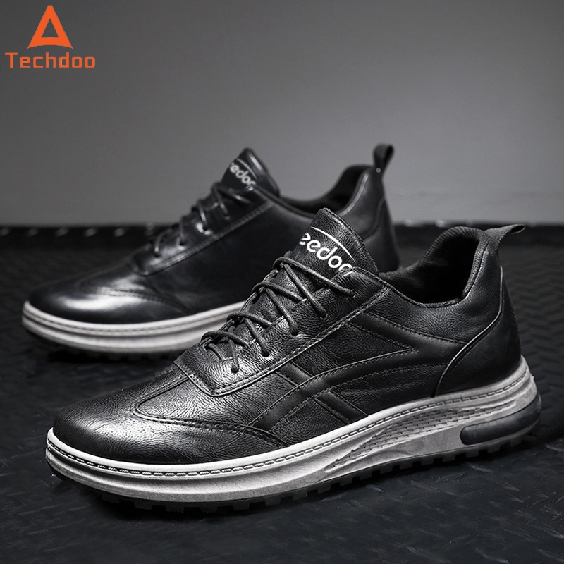 Jual Techdoo Sepatu Sport Pria Kulit Kekinian Sneakers Olahraga Running Shoes Kerja Casual ...