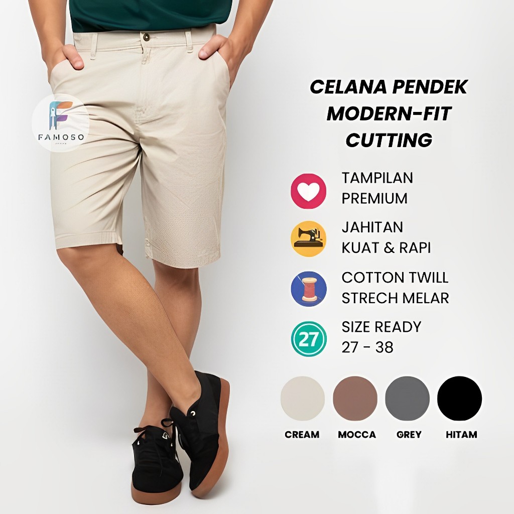 Jual Celana Pendek Cowok Chino Cino Chinos Chinoz Distro Pria Bahan Premium | Shopee Indonesia