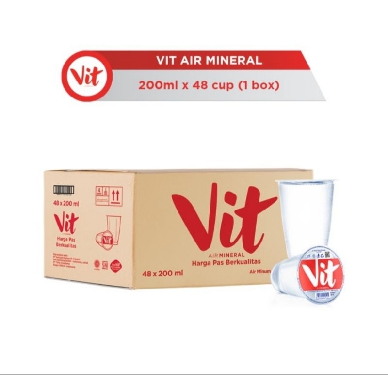Jual Vit air mineral 200 ml x 48 cup ( 1 karton ) | Shopee Indonesia