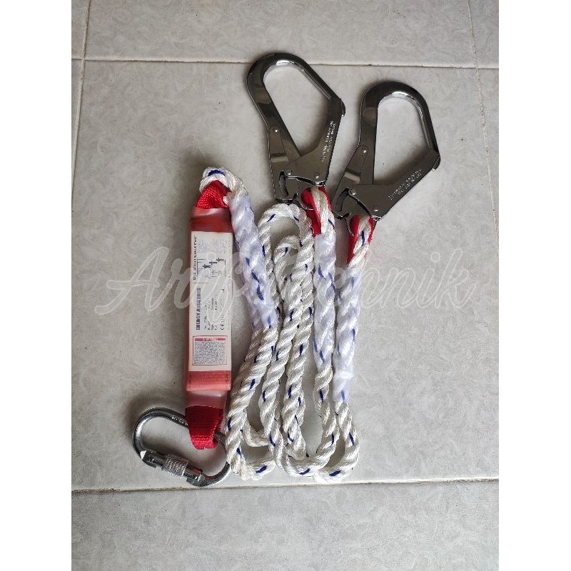 Jual Safety shock absorber lanyard double big hook / tali body harness absorber 2 hok | Shopee ...