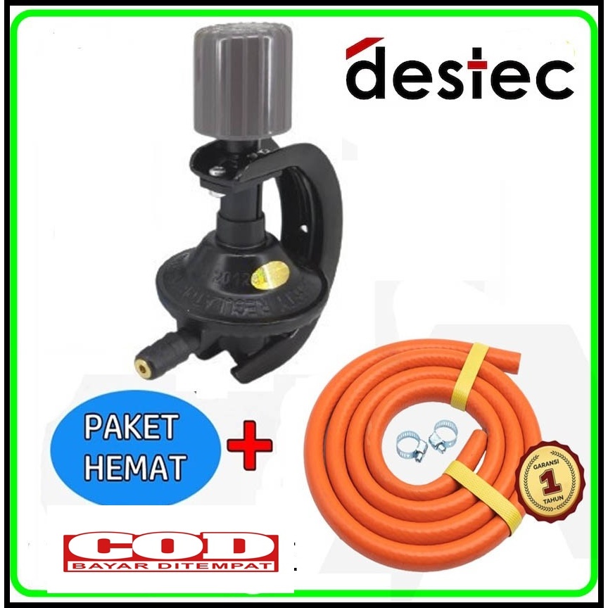 Jual REGULATOR DESTEC COM-12R Non Mtr + Selang Gas Orange 2M Garansi 1 ...