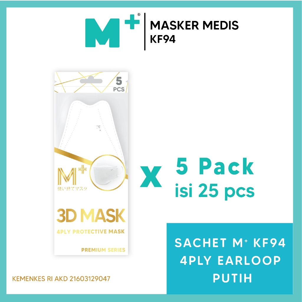 Jual Sachet M+ KF94 Earloop 3D mask (5 Pack) | Shopee Indonesia