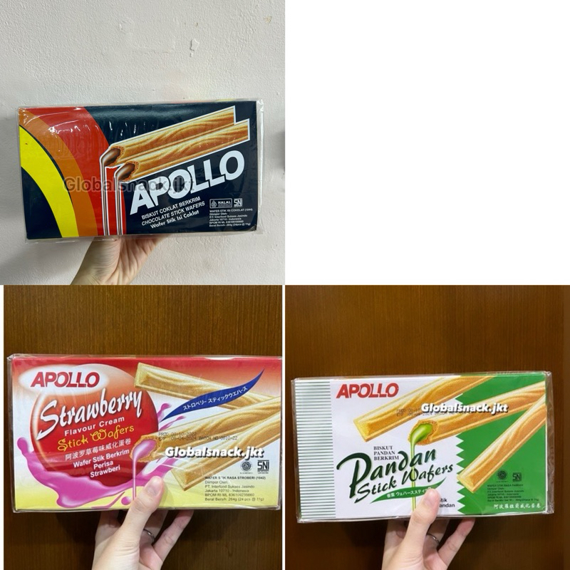 Jual APOLLO CHOCOLATE BISKUIT PANDAN STICK WAFERS / STRAWBERRY | Shopee ...
