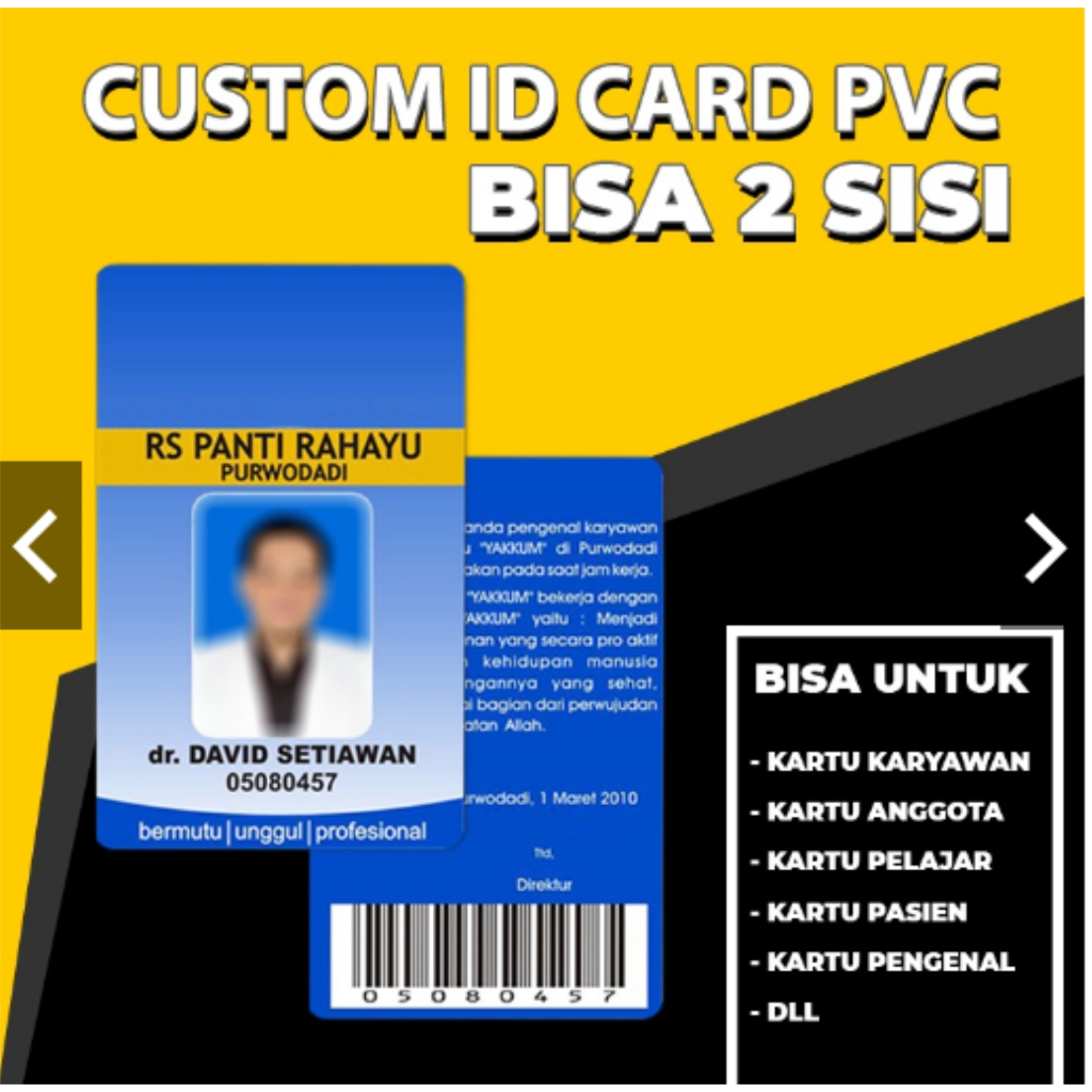 Jual Custom id card print 2 sisi PVC tebal 0,9mm | Shopee Indonesia